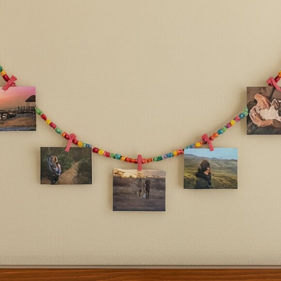 Accents | Photo Display Garland With Clothespins Colorful Home Decor ...